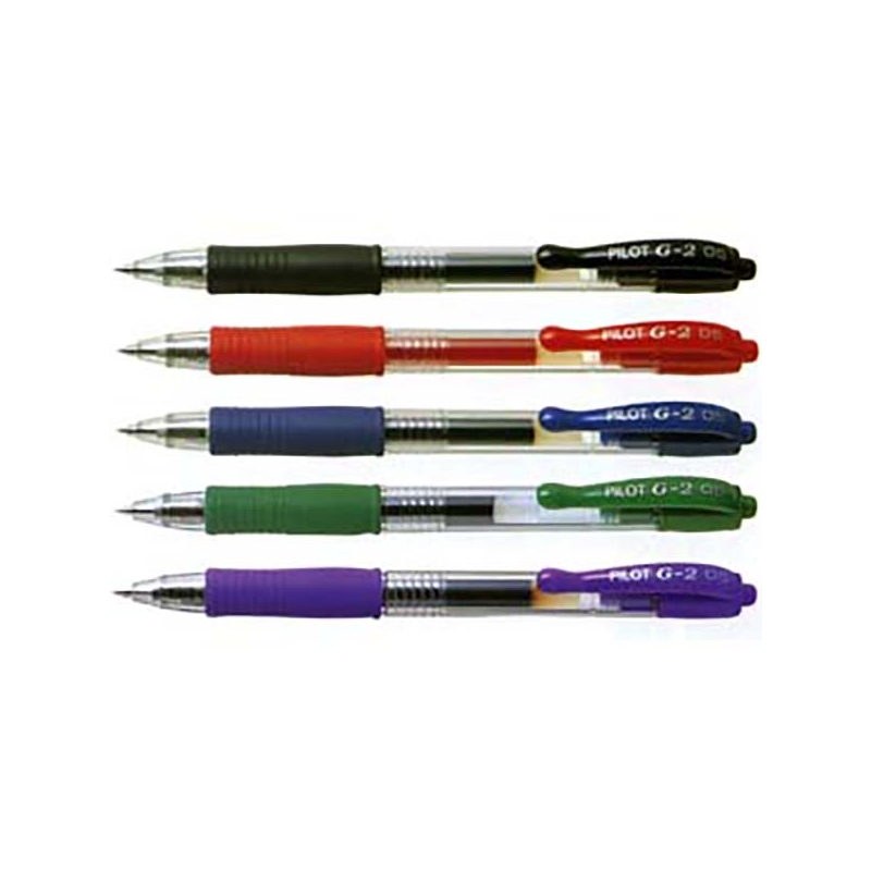 Pilot G2-5 Retractable Gel Pen 0.5mm Black/Blue/Red/purple/Orange - 668 ...