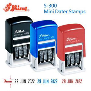 Office Stamps & Daters Shiny Self-Inking Rubber Date Stamp S-300 - Mini ...